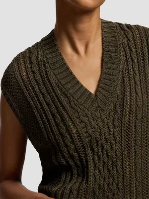 Ralph Lauren Cable-knit Silk-cashmere Sweater Vest
