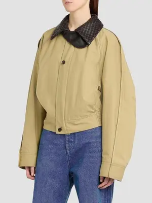 Bottega Veneta Intrecciato Collar Cotton Blouson Jacket