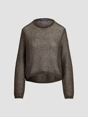 Ralph Lauren Metallic Mesh Boatneck Sweater - Cypress