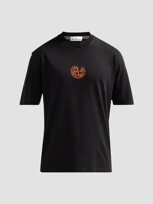 Stone Island Logo Cotton Crewneck T-shirt - Black