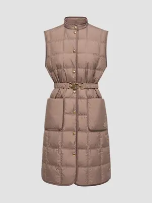 Moncler Cygnette Long Puffer Vest - Brown