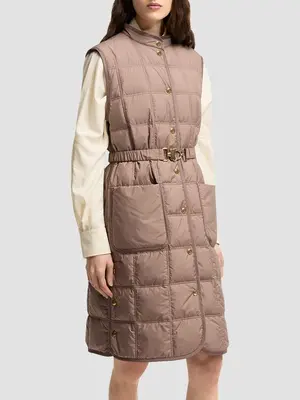 Moncler Cygnette Long Puffer Vest - Brown