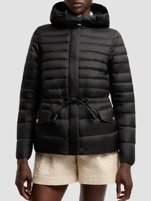 Moncler Raies Puffer Coat With Hood - Black