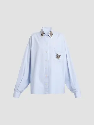 Dolce & Gabbana Oversized Embellished Pinstripe Button-front Shirt