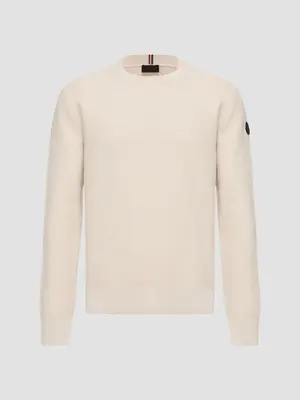 Moncler Sweater In Cotton - White Ivory