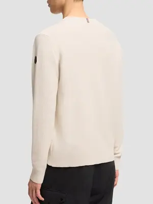 Moncler Sweater In Cotton - White Ivory