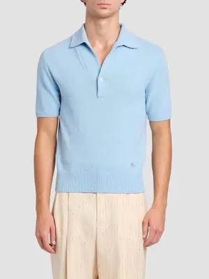 Dolce & Gabbana Knit Short-sleeve Polo Shirt - Azzurro