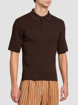 Dolce & Gabbana Rib-knit Cotton Polo Shirt
