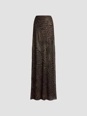 Ralph Lauren Masina Foiled Crinkle Chiffon Skirt - Espresso Multi