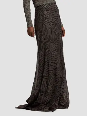 Ralph Lauren Masina Foiled Crinkle Chiffon Skirt