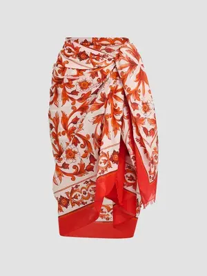 Dolce & Gabbana Printed Silk Twill Sarong Orange Multi