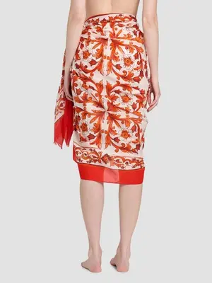 Dolce & Gabbana Printed Silk Twill Sarong - Orange Multi