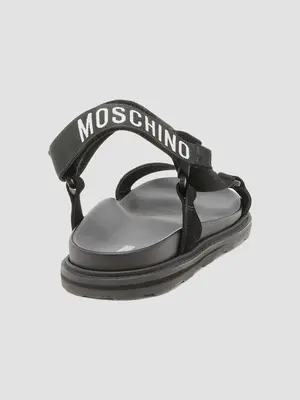 Moschino Logo Sporty Leather Sandals
