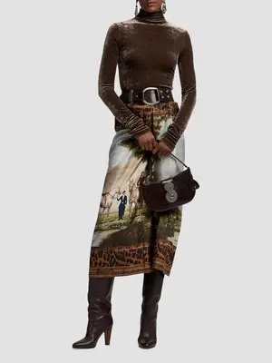 Ralph Lauren Debbie Silk Scenic Midi Skirt