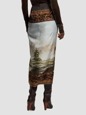 Ralph Lauren Debbie Silk Scenic Midi Skirt