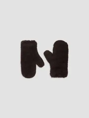 Max Mara Mittens In Alpaca And Wool Teddy Fabric Brown