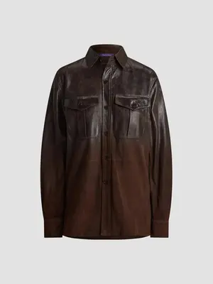Ralph Lauren Landry Distressed Suede Shirt - Brown