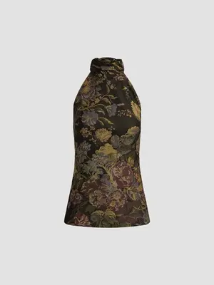 Ralph Lauren Chilton Tapestry Halter Top - Brown