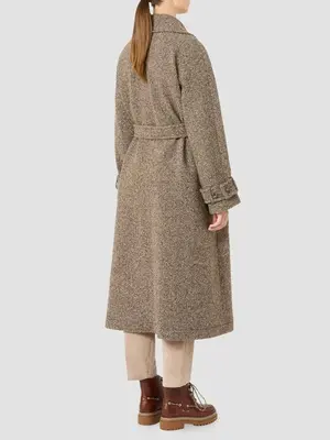 Max Mara Long Wool Blend Tweed Coat