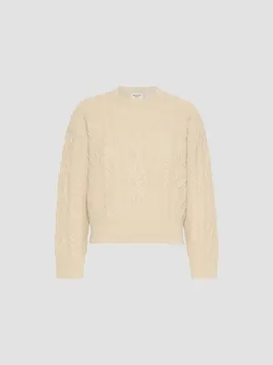 Max Mara Cable Knit Wool Yarn Jumper - Beige