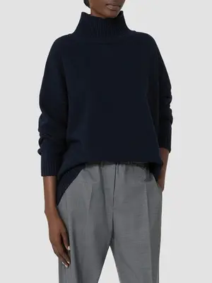 Max Mara Wool Knit Turtleneck Jumper - Navy