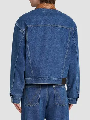 Bottega Veneta Intrecciato Collar Denim Trucker Jacket
