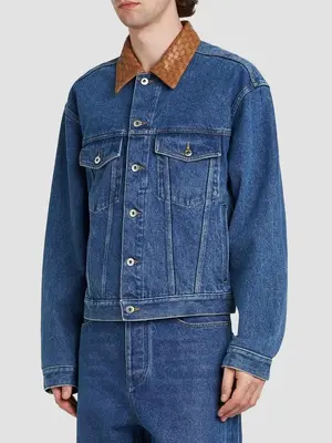 Bottega Veneta Intrecciato Collar Denim Trucker Jacket