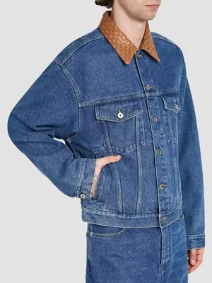 Bottega Veneta Intrecciato Collar Denim Trucker Jacket