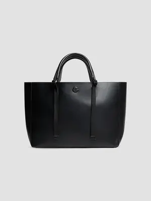 Moncler Carlo Tote Bag In Leather - Black