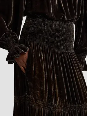 Ralph Lauren Janie Velvet Pleated Maxi Skirt