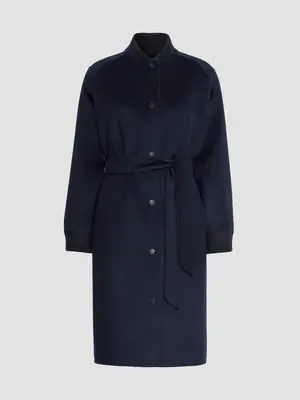 Max Mara Double Wool Broadcloth Coat - Navy