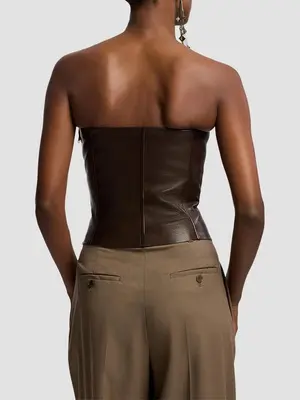 Ralph Lauren Carolin Leather Bustier Top