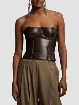 Ralph Lauren Carolin Leather Bustier Top