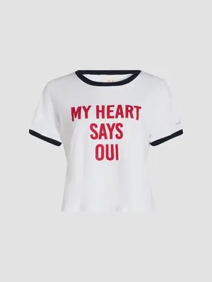 Cinq À Sept My Heart Says Oui Shrunken Ringer T-shirt - White Multi