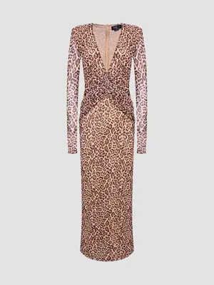 PatBO Panthera Leopard-print Tulle Maxi Dress