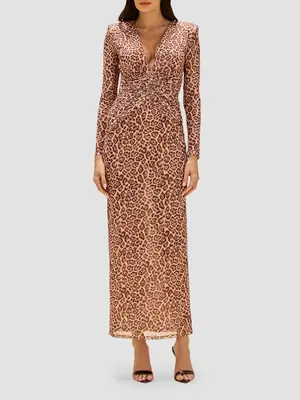 PatBO Panthera Leopard-print Tulle Maxi Dress