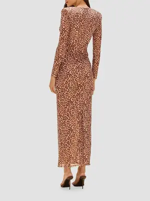 PatBO Panthera Leopard-print Tulle Maxi Dress