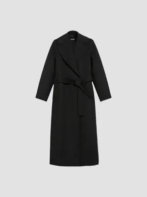 Max Mara Poldo Wool Belted Wrap Coat - Black