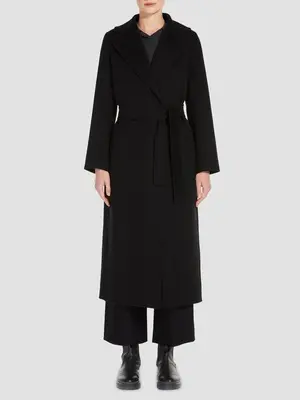 Max Mara Poldo Wool Belted Wrap Coat - Black