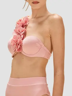 PatBO Lagoa Flower Appliqué Bikini Top