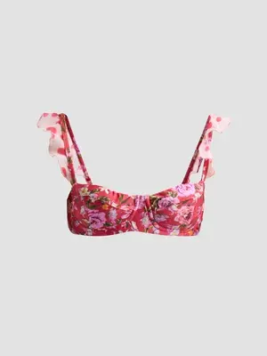 PatBO Peony Print Balconette Bikini Top