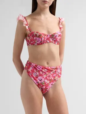 PatBO Peony Print Balconette Bikini Top