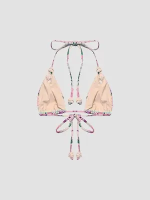 PatBO Honey Flower Lace Triangle Bikini Top