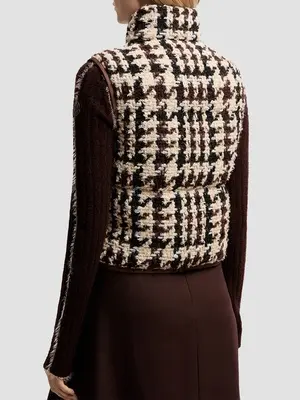 Moncler Emotionallite Padded Vest In Tweed - Beige Multi