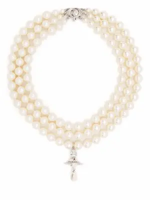 VIVIENNE WESTWOOD Necklace Three-row "three" Row Pearl Drop Choker - Metallic