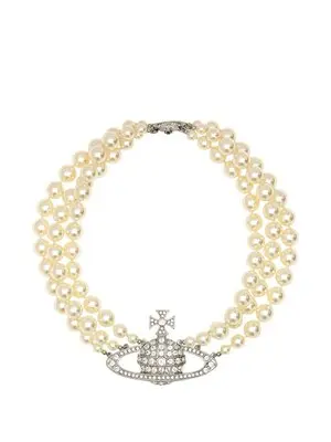 VIVIENNE WESTWOOD Necklace Three Row Pearl Bas Relief - Metallic