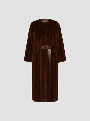 Max Mara Fluffy Textured Long Coat - Hazelnut Brown