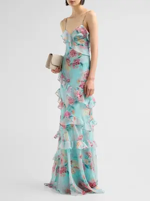 PatBO Flora Mist Floral Ruffle Maxi Dress