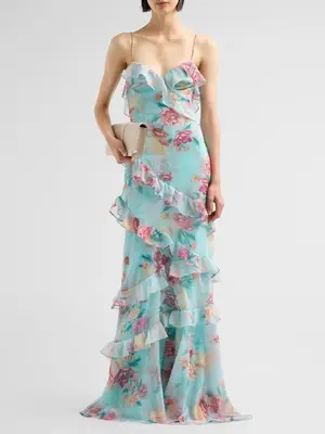 PatBO Flora Mist Floral Ruffle Maxi Dress