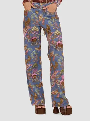 PatBO Boho Embellished Paisley Wide-leg Jeans